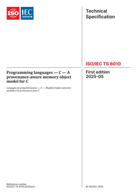 ISO IEC TS 6010 2025 Programming Languages C A Provenance Aware Memory Object Model For C
