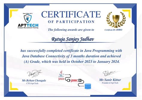 Rutuja Jadhav On Linkedin Java Jdbc Certification