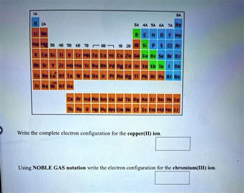 Solved Write The Complete Electron Configuration For The Copper H Ion Using Noble Gas Notation