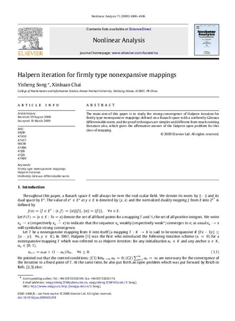 Pdf Halpern Iteration For Firmly Type Nonexpansive Mappings