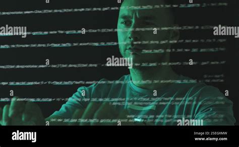 Male Programmer Working Typing Coding Analyzing Data With Innovation Screen Stock Video