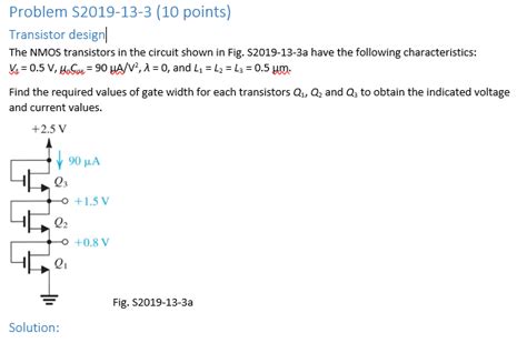 Solved Problem S2019 13 3 10 Points Transistor Design The Chegg Com