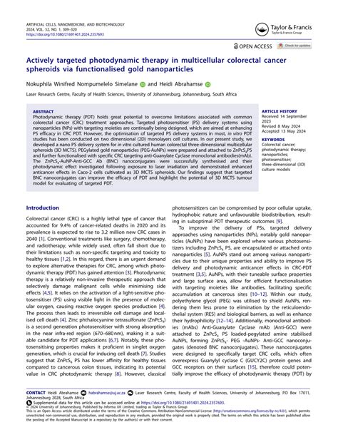 Pdf Actively Targeted Photodynamic Therapy In Multicellular Colorectal Cancer Spheroids Via