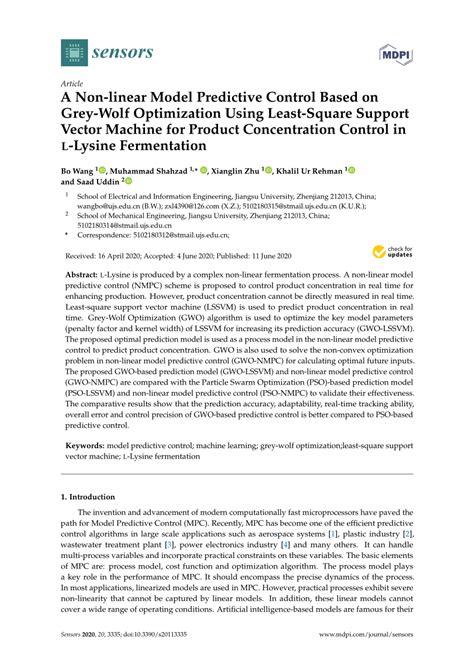 Pdf A Non Linear Model Predictive Control Based On Grey Wolf