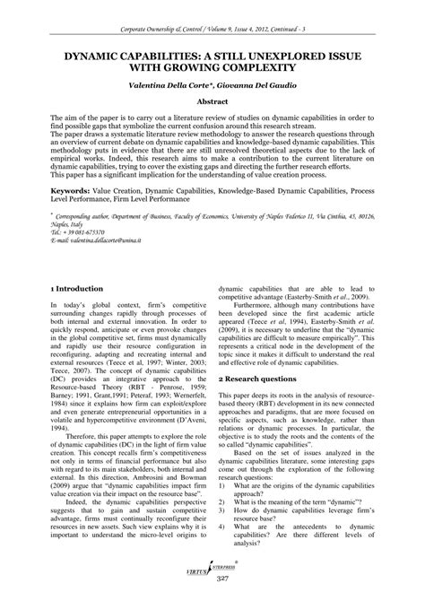 PDF Dynamic Capabilities A Still Unexplored Issue With Growing Complexity