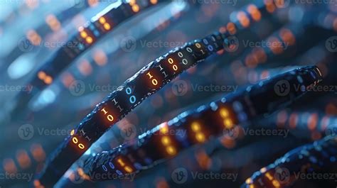 abstract representation of digital data flow with glowing binary code in a futuristic