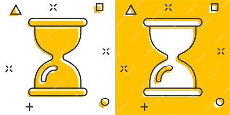 만화 스타일 모래 시계 아이콘 격리 된 흰색 배경에 모래 시계 만화 벡터 일러스트 레이 션 시계 시작 효과 비즈니스 개념 프리미엄 벡터