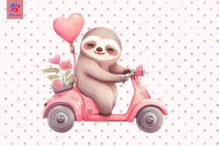 Cute Sloth Riding Motobike Valentine Graphic By AnnieJolly Creative Fabrica