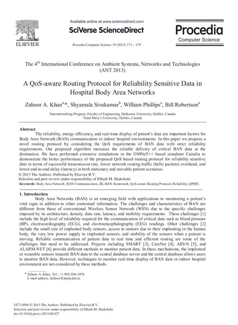Pdf A Qos Aware Routing Protocol For Reliability Sensitive Data In