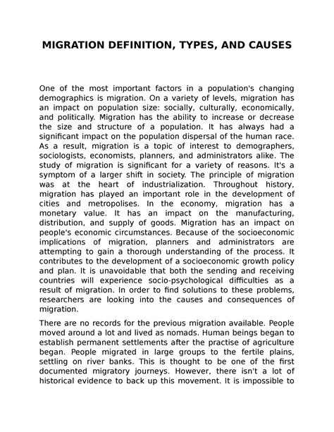 Migration Definition Types And Causes Migration Definition Types And Causes One Of The