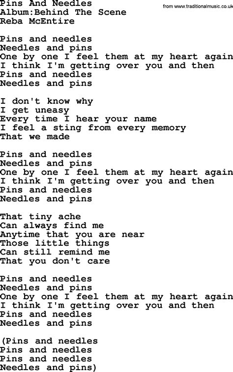 Pins And Needles By Reba Mcentire Lyrics