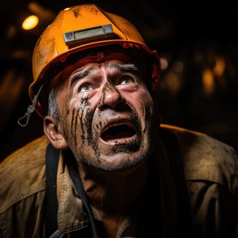 Premium Photo A Miner Extracting Coal With Strong Backlighting During A Challenging