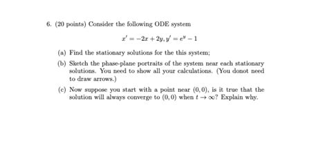 Solved Points Consider The Following ODE System T Chegg