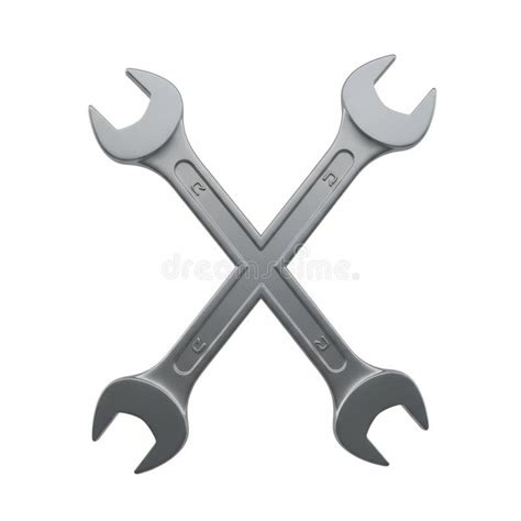 Two Wrenches Crossed Isolated On White Background Stock Illustration