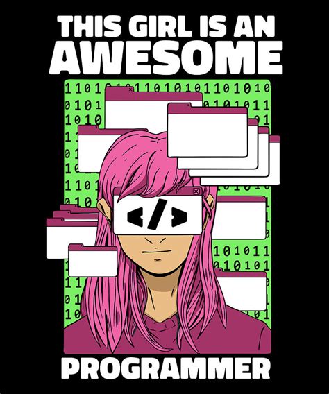 Coder Girl Coding Developer Programming Software Programmer Digital Art