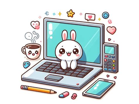 Cute Computer On White Background Graphic By A I Illustration And Graphics · Creative Fabrica