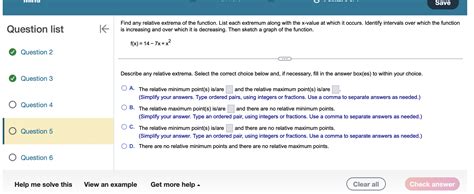 solved find any relative extrema of the function list each