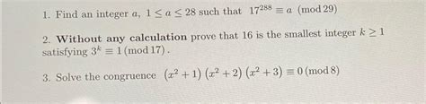 solved find an integer a 1≤a≤28 ﻿such that