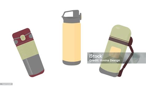 커피 병 세트 음료 물을 위한 컵의 평면 그림 차와 텀블러에 대 한 벡터 여행 머그잔 0명에 대한 스톡 벡터 아트 및 기타 이미지 0명 가리기 개체 그룹 Istock