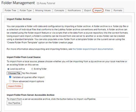 Export Import A Folder Documentation