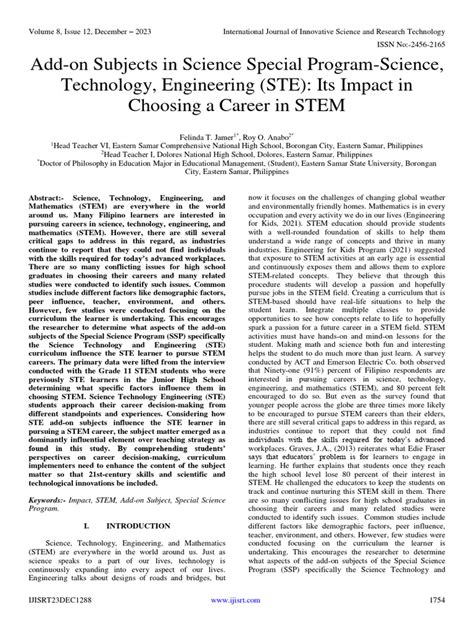 Add On Subjects In Science Special Program Science Technology