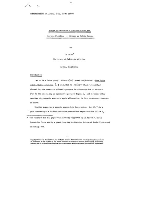 Pdf Fields Of Definition Of Function Fields And Hurwitz Families