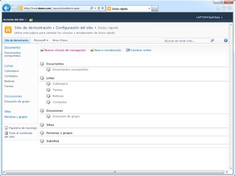 personalización de la navegación del sitio de sharepoint 2010 mediante