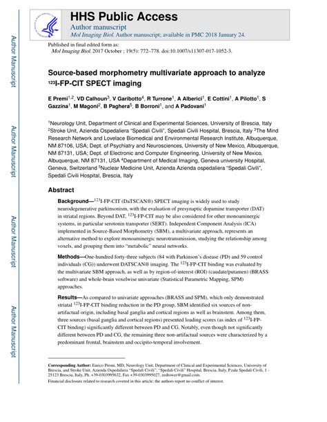 Pdf Source Based Morphometry Multivariate Approach To Analyze 123i