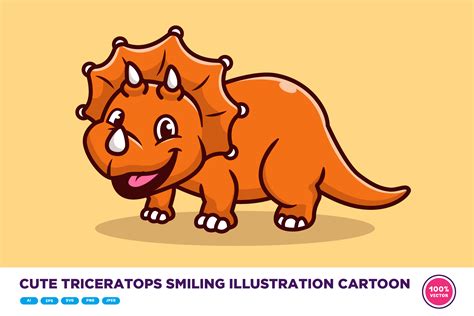 Cute Triceratops Smiling Illustration Graphic By Catalyststuff