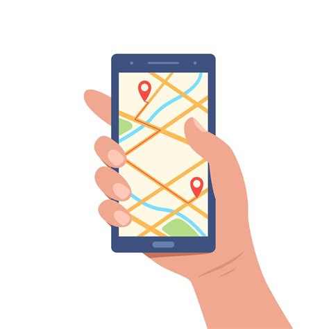 Cellphone With Map On Screen In Human Hand City Map Navigation App