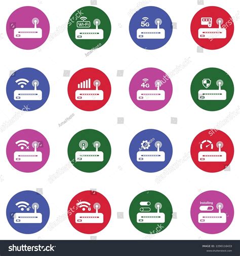 Router Icons White Flat Collection Circle Stock Vector Royalty Free 2290116433 Shutterstock