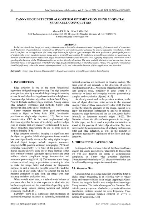 PDF Canny Edge Detector Algorithm Optimization Using 2D Spatial