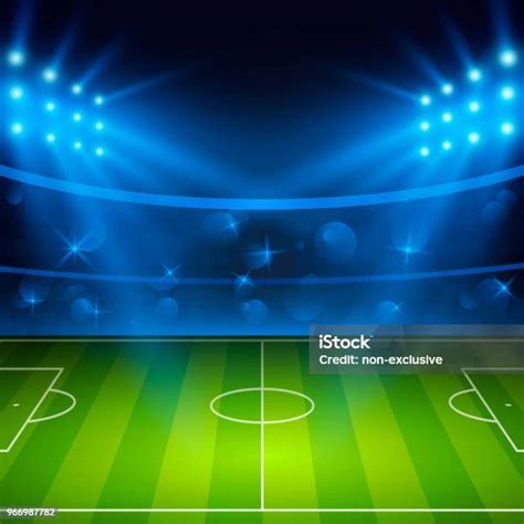 축구 경기장입니다 축구 경기장 필드 밝은 경기장 조명입니다 벡터 일러스트 레이 션 0명에 대한 스톡 벡터 아트 및 기타 이미지 0명 Championship 게이트