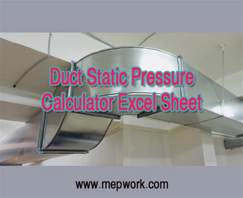 Duct Static Pressure Calculator Excel Sheet Xls