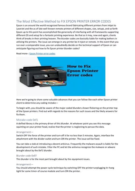 PPT The Most Effective Method To FIX EPSON PRINTER ERROR CODES PowerPoint Presentation ID