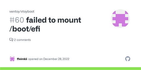 Failed To Mount Bootefi · Issue 60 · Ventoyvtoyboot · Github