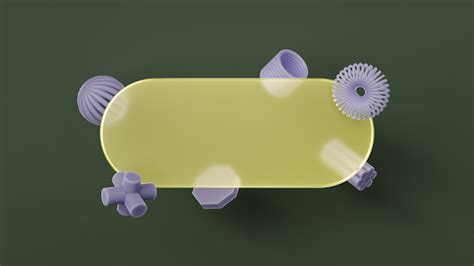 3d 렌더링 일러스트레이션 유리로 된 둥근 직사각형과 다양한 기하학적 모양이 있는 배경입니다 디자인 웹 또는 인쇄 프로젝트를 위한 최소한의 텍스트 모형입니다 3차원 형태에
