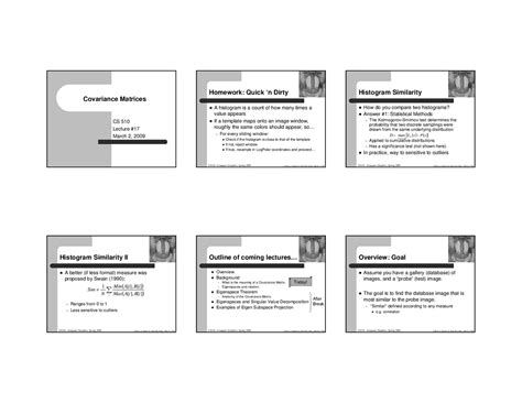 Slides On Covariance Matrices Image Computation Cs 510 Docsity