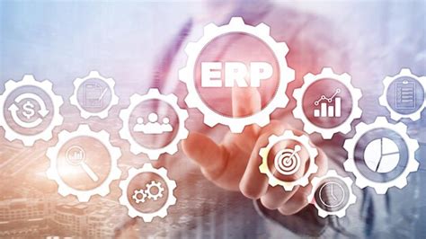 Erp 시스템 흐릿한 배경에 대한 전사적 자원 계획 비즈니스 자동화 및 혁신 개념 프리미엄 사진