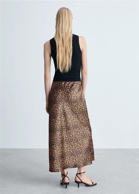 Leopard Print Satin Skirt Women Mango Usa