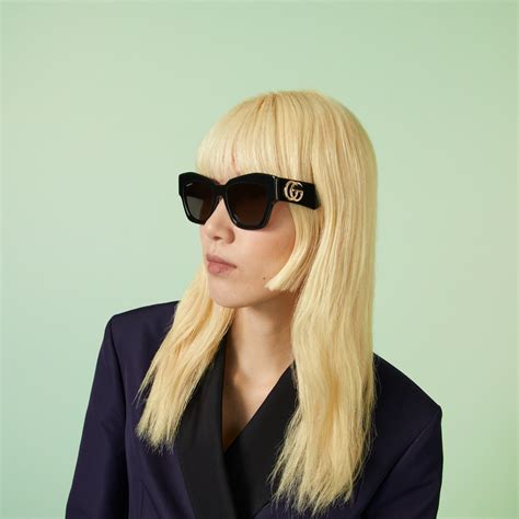Cat Eye Frame Sunglasses In Black Acetate Gucci® Sg