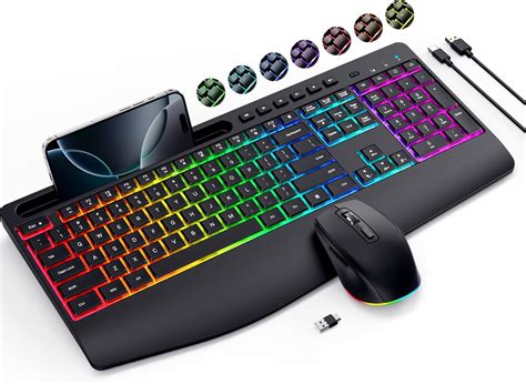 Wireless Keyboard And Mouse Combo Rgb Backlit Rechargeable And Light Up Letters
