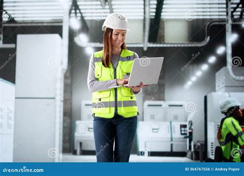 Woman Inspection Semiconductor Chip Production On Factory Assembly Line Royalty Free Stock Image