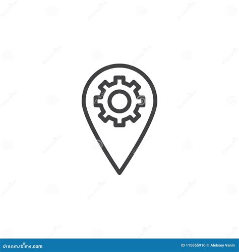 Pin Location Setting Outline Icon Stock Vector Illustration Of Stroke Pixel