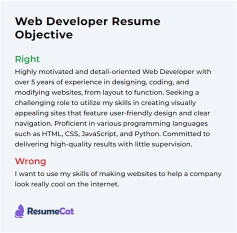 Top 17 Web Developer Resume Objective Examples ResumeCat