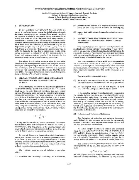 pdf nonrespondent subsampling schemes for longitudinal surveys