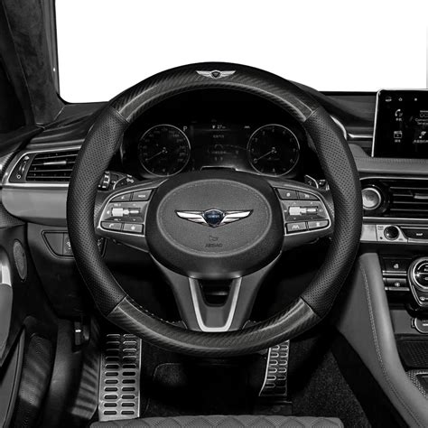 땀 흡수 미끄럼 방지 탄소 섬유 스티어링 휠 커버 현대 제네시스 G80 G70 G90 Gv80 Gv70 인테리어 액세서리