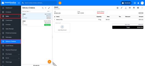 How To Create Delivery Challans In Moon Invoice Moon Invoice Easy Invoicing