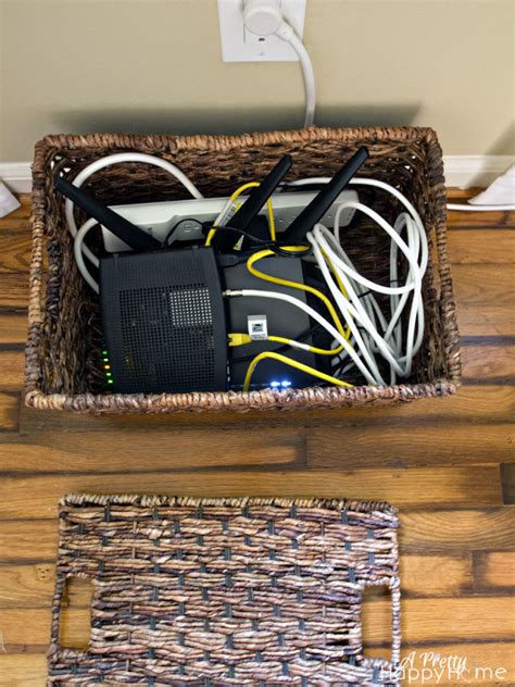 Hiding A Modem And Router In A Basket A Pretty Happy Home