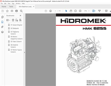 Hidromek Hmk 62ss Kubota V2403 M T E3b Stage 3a Tier 4 Interim Motor Servis El Kitabı Pdf